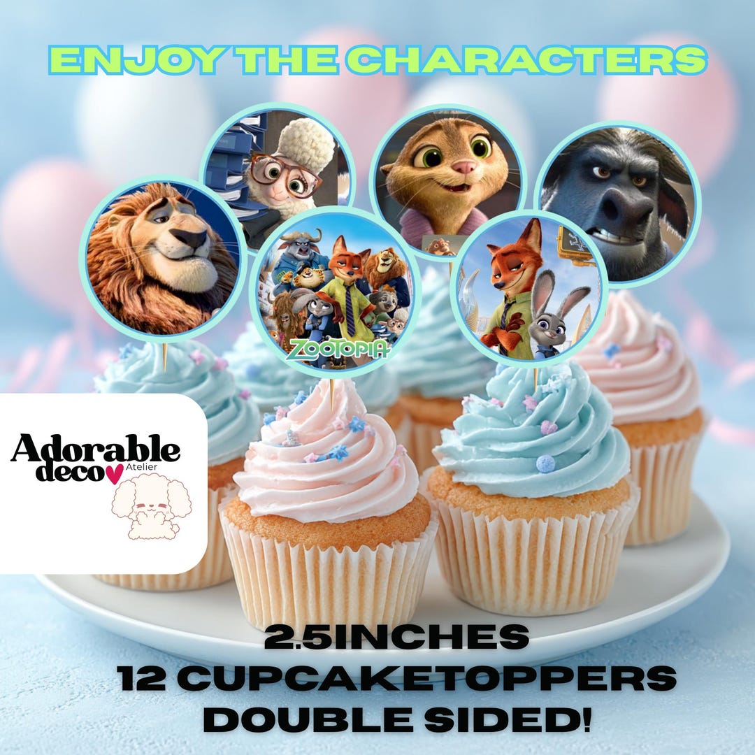 Zootopia Cupcake Toppers – 12 Pack – 2.5 Inch Double Sided - Etsy