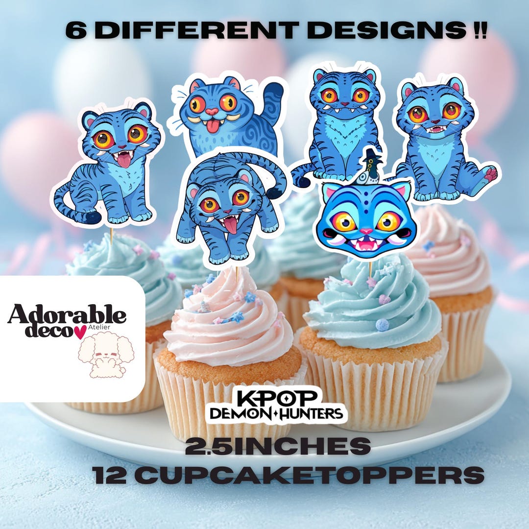 K-pop Demon Hunters DERPI Tiger Cupcake Toppers – Set of 12 | Derpi ...