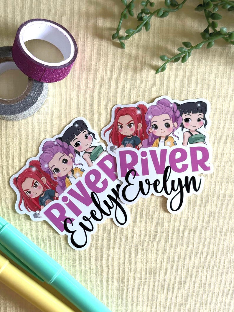 Custom K-pop Demon Hunters Inspired Name Labels, Vinyl Sticker ...