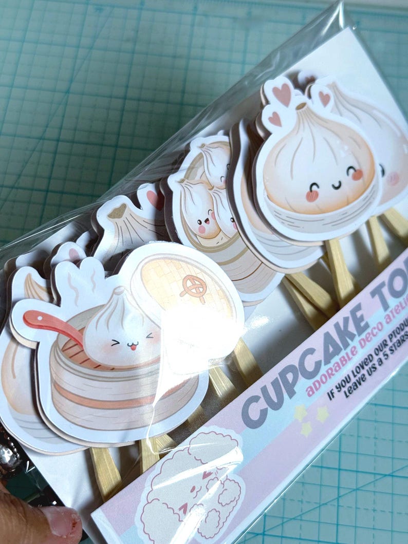 Cute Dumpling Cupcake Toppers, Asian Food Cupcake Toppers, Little ...