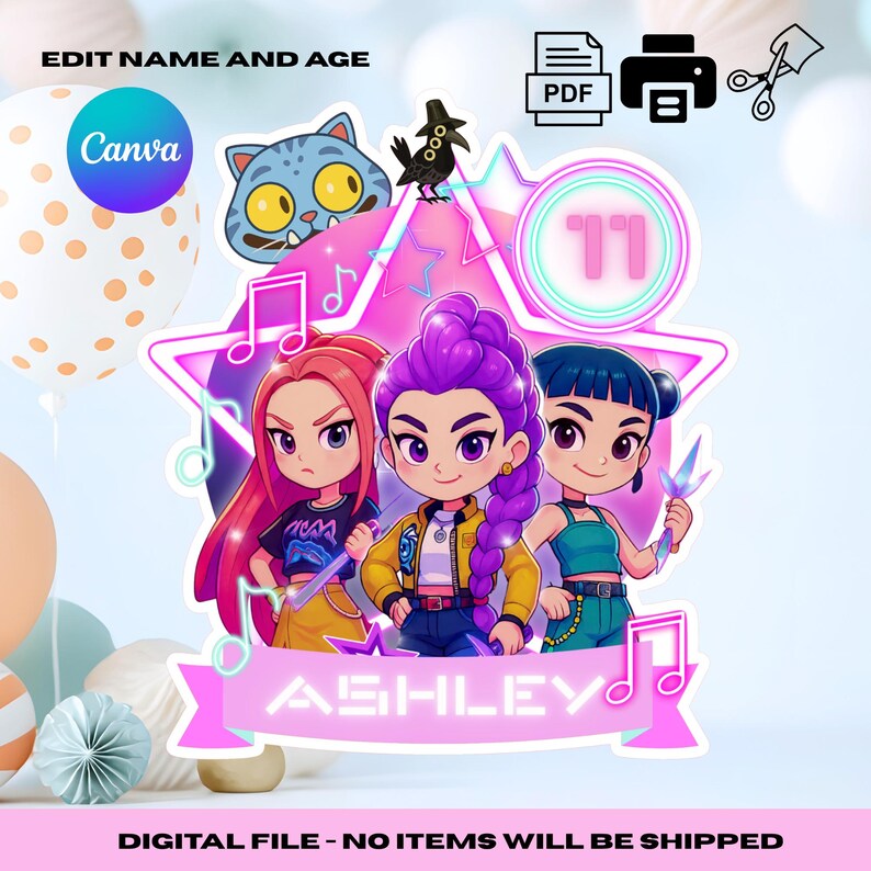 Chibi K-pop Cake Topper | Editable Birthday Party (digital Download) - Etsy