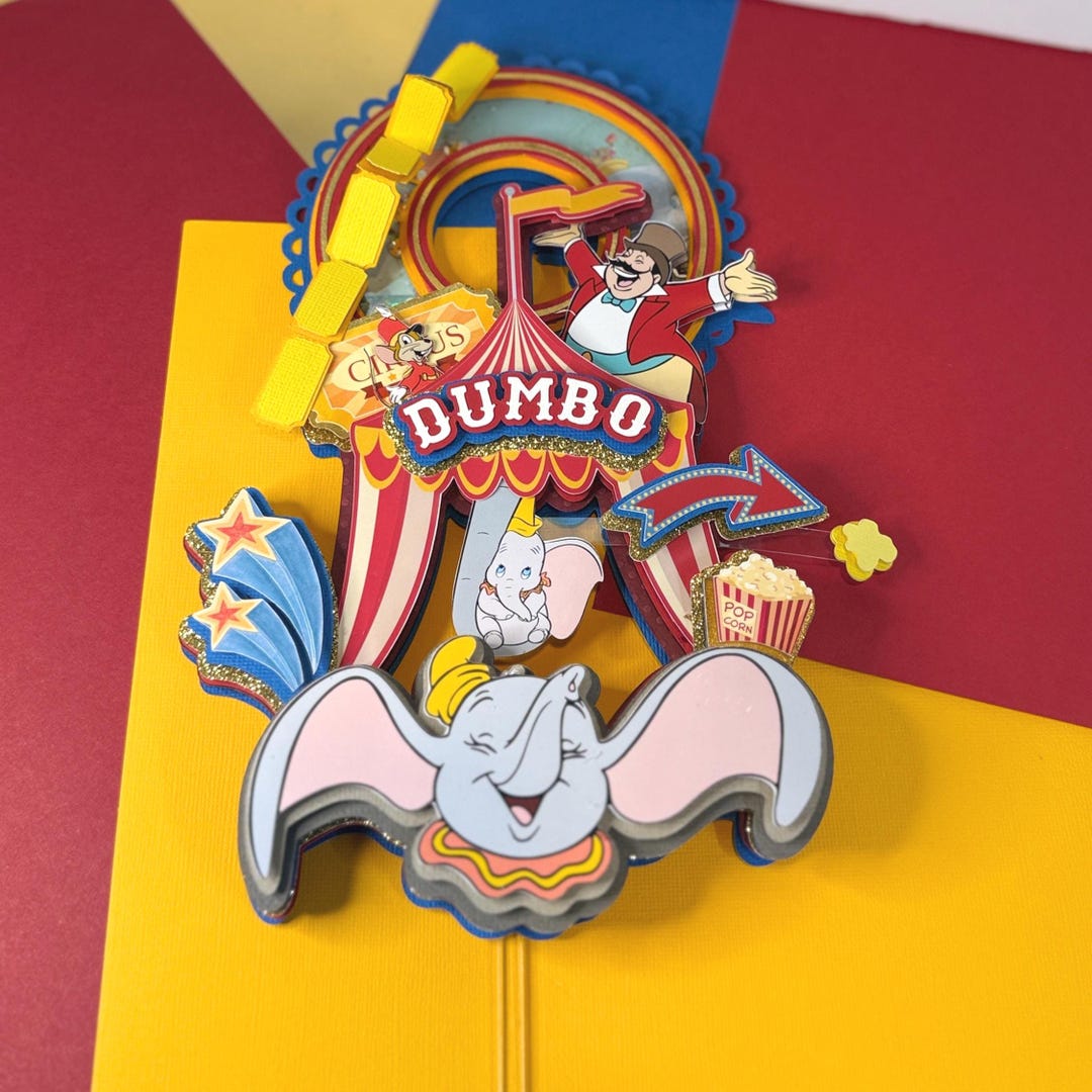 Dumbo Circus Cake Topper for Birthday Party Decor | 3D Layered Carnival ...