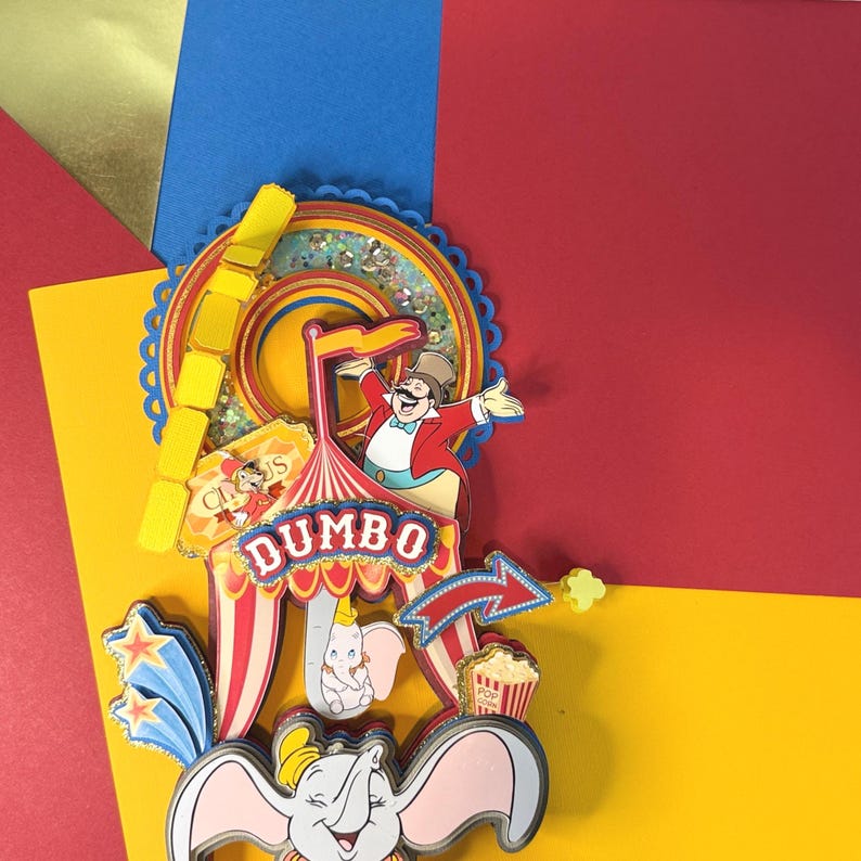 Dumbo Circus Cake Topper for Birthday Party Decor | 3D Layered Carnival ...