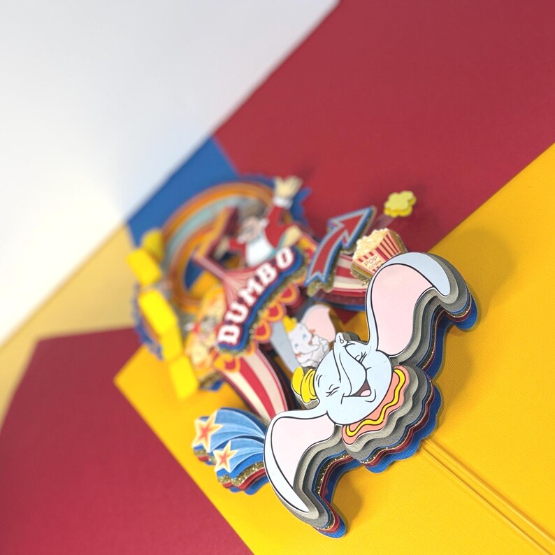 Dumbo Circus Cake Topper for Birthday Party Decor | 3D Layered Carnival ...