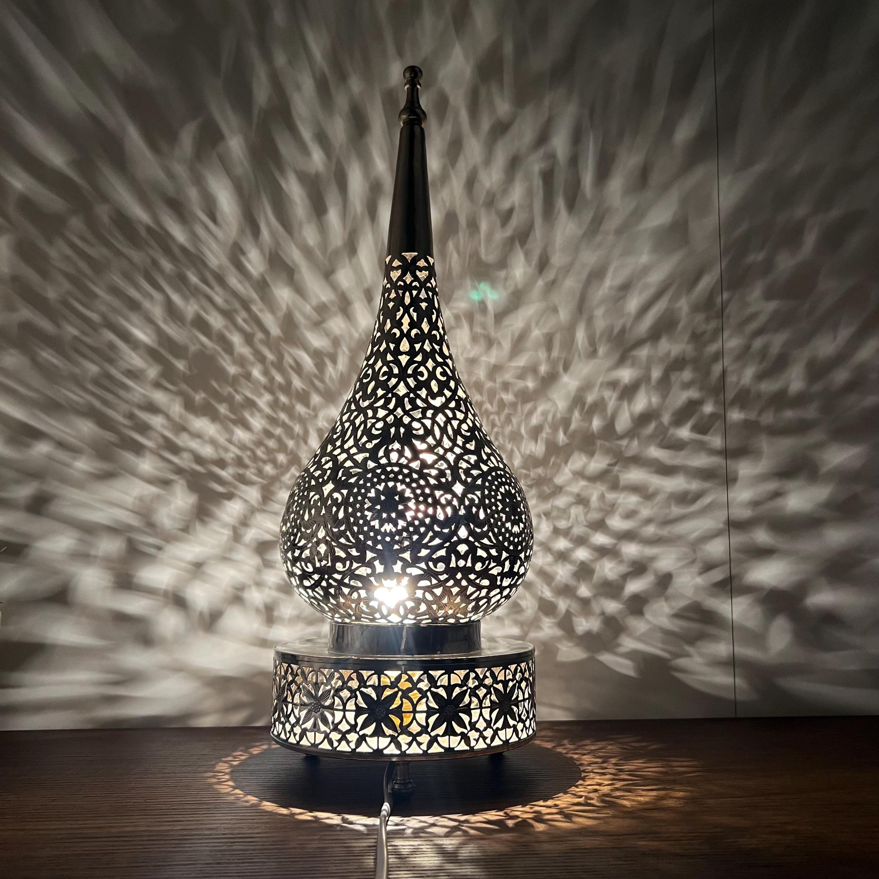 Solid Silver Table Lamp – Moroccan Bedside or Living Room Standing ...