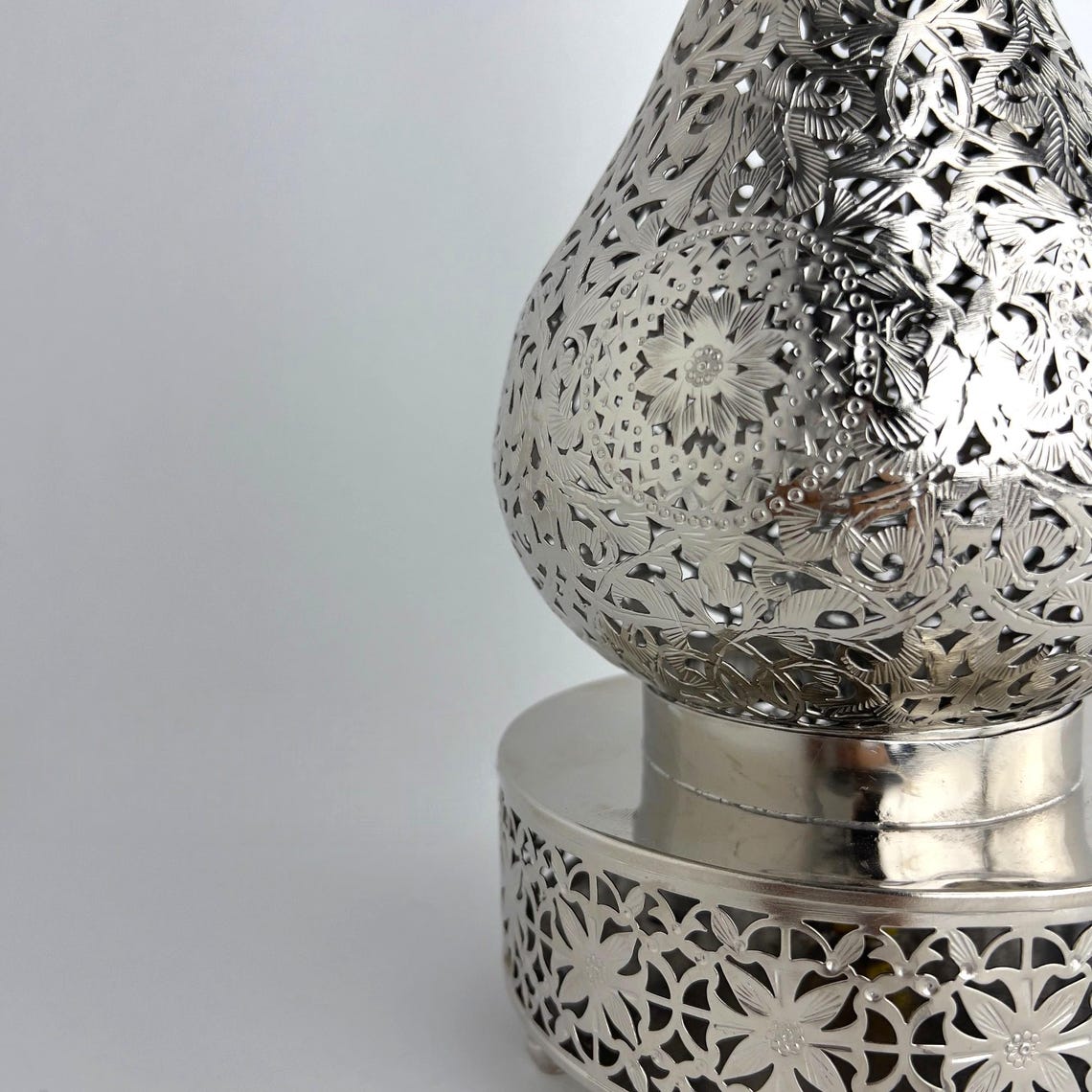 Solid Silver Table Lamp – Moroccan Bedside or Living Room Standing ...