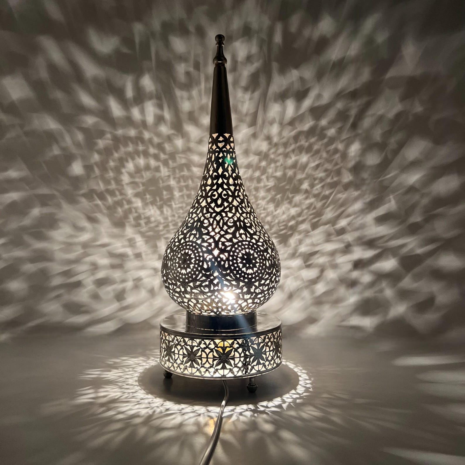 Solid Silver Table Lamp – Moroccan Bedside or Living Room Standing ...