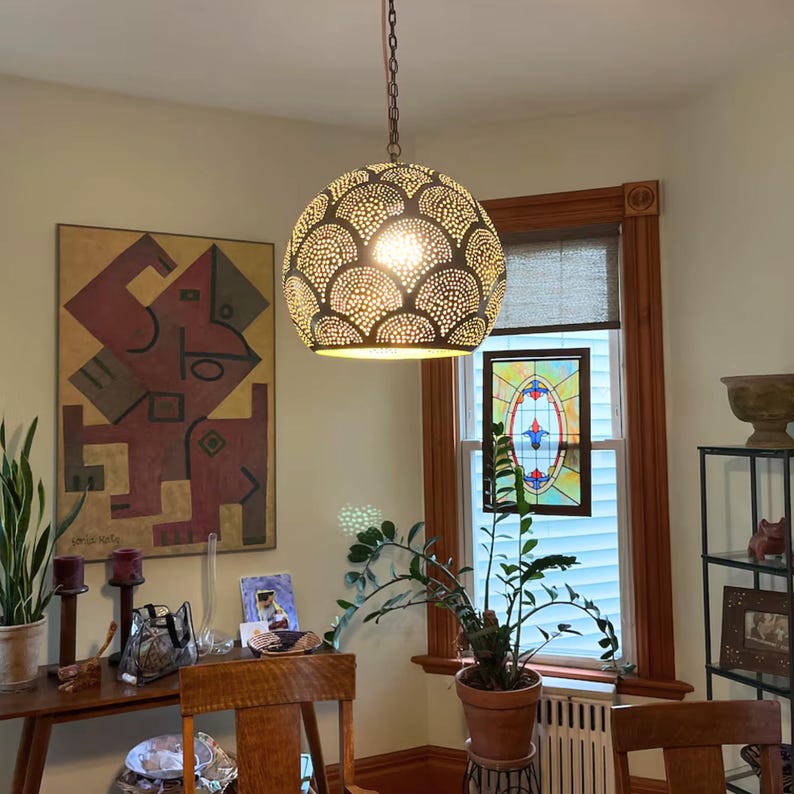 Globe Hanging Moroccan Light, Traditional Pendant Light Fixture, Simple ...