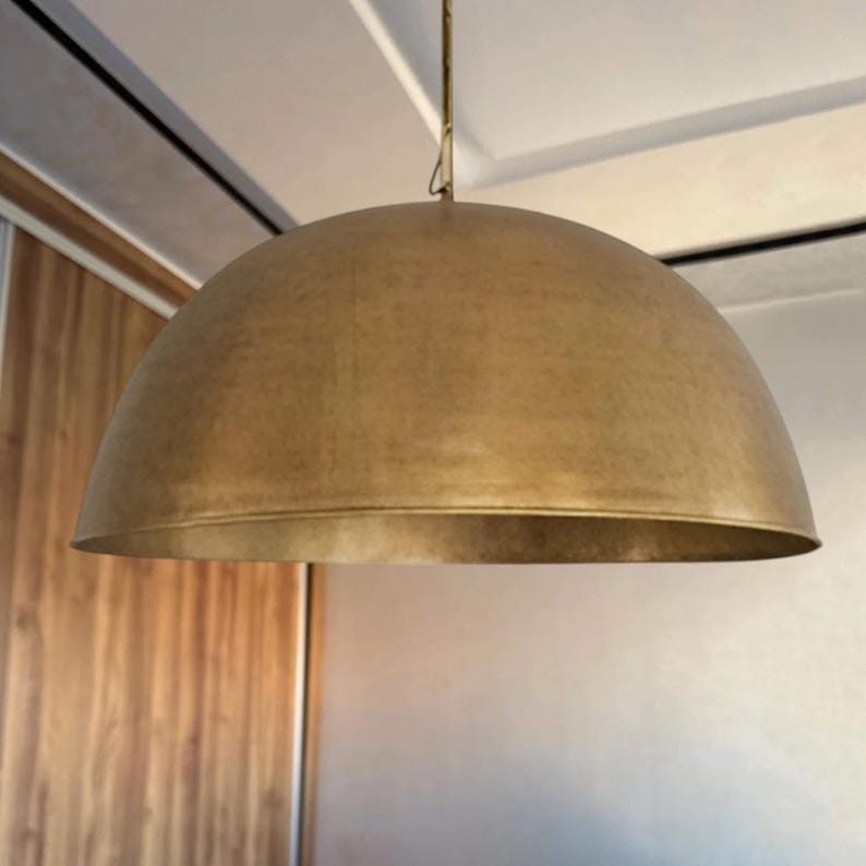 Set of 2 Brass Dome Pendant Lights - Oversized Dome Kitchen Island ...