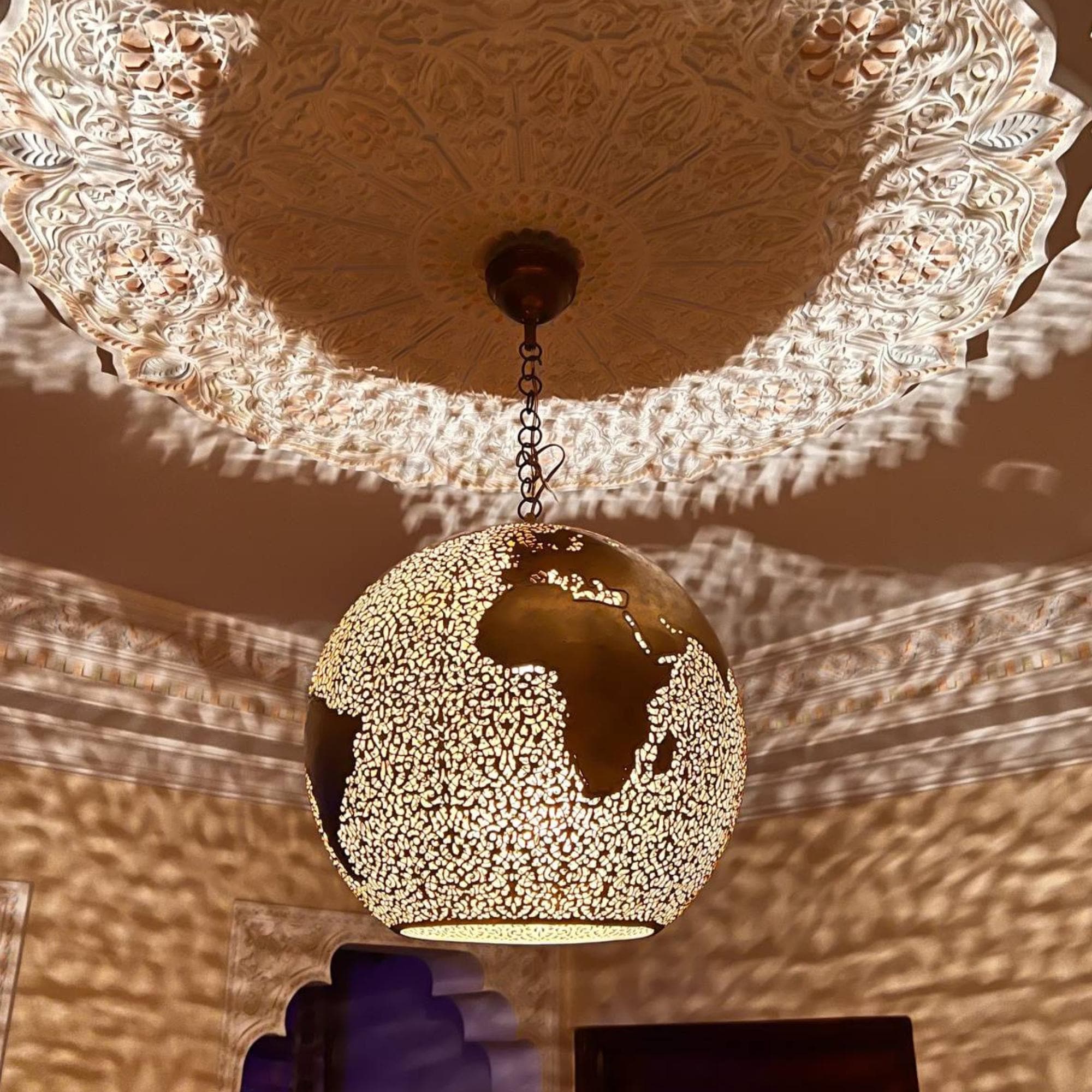 Handmade Moroccan World Map Suspension Light for Warm and Cozy Home ...