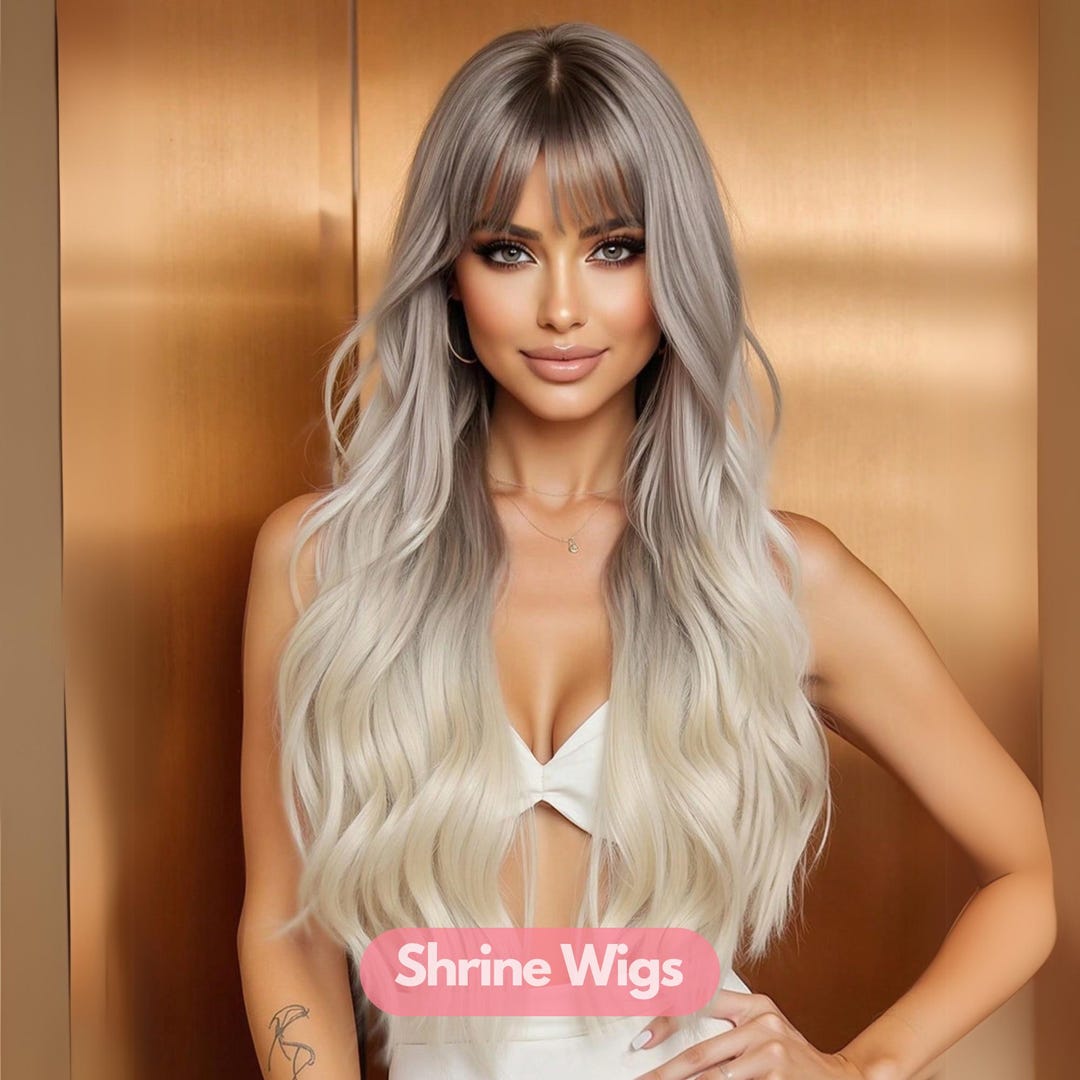 26 Inch Ombre Blonde Wigs, Gradient Blonde Wigs, Ombre Wigs, Blonde Hair, Long Wigs, Wavy Wigs ...