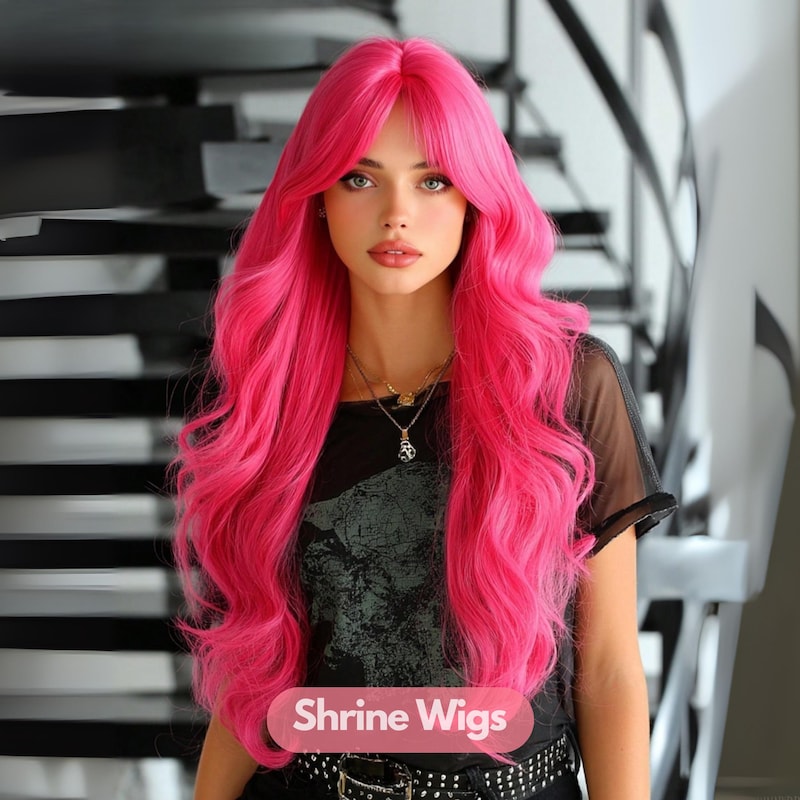Long Pink Wig - Etsy