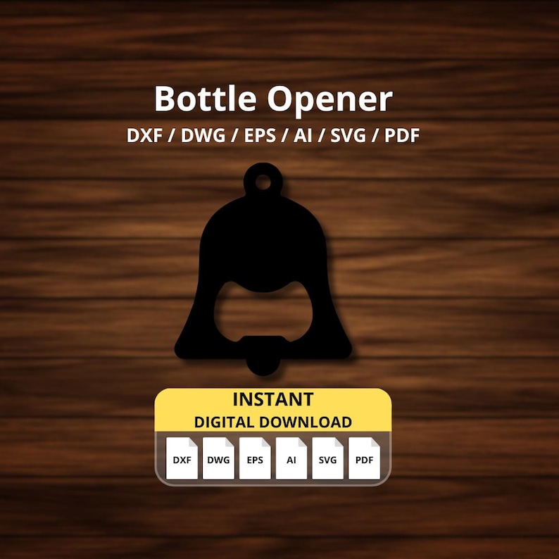 Bell Bottle Opener Drawing | Plasma and Laser Cut File | DXF, DWG, AI ...