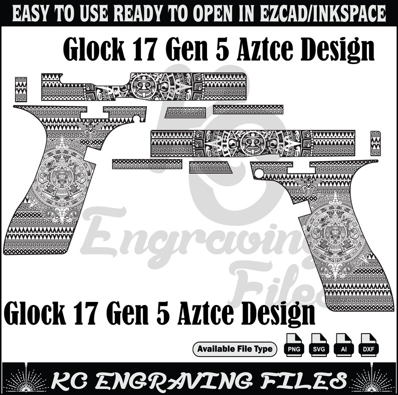 Glock 17 Gen5 Aztec | Laser Engraving SVG DXF PNG Ai - Etsy