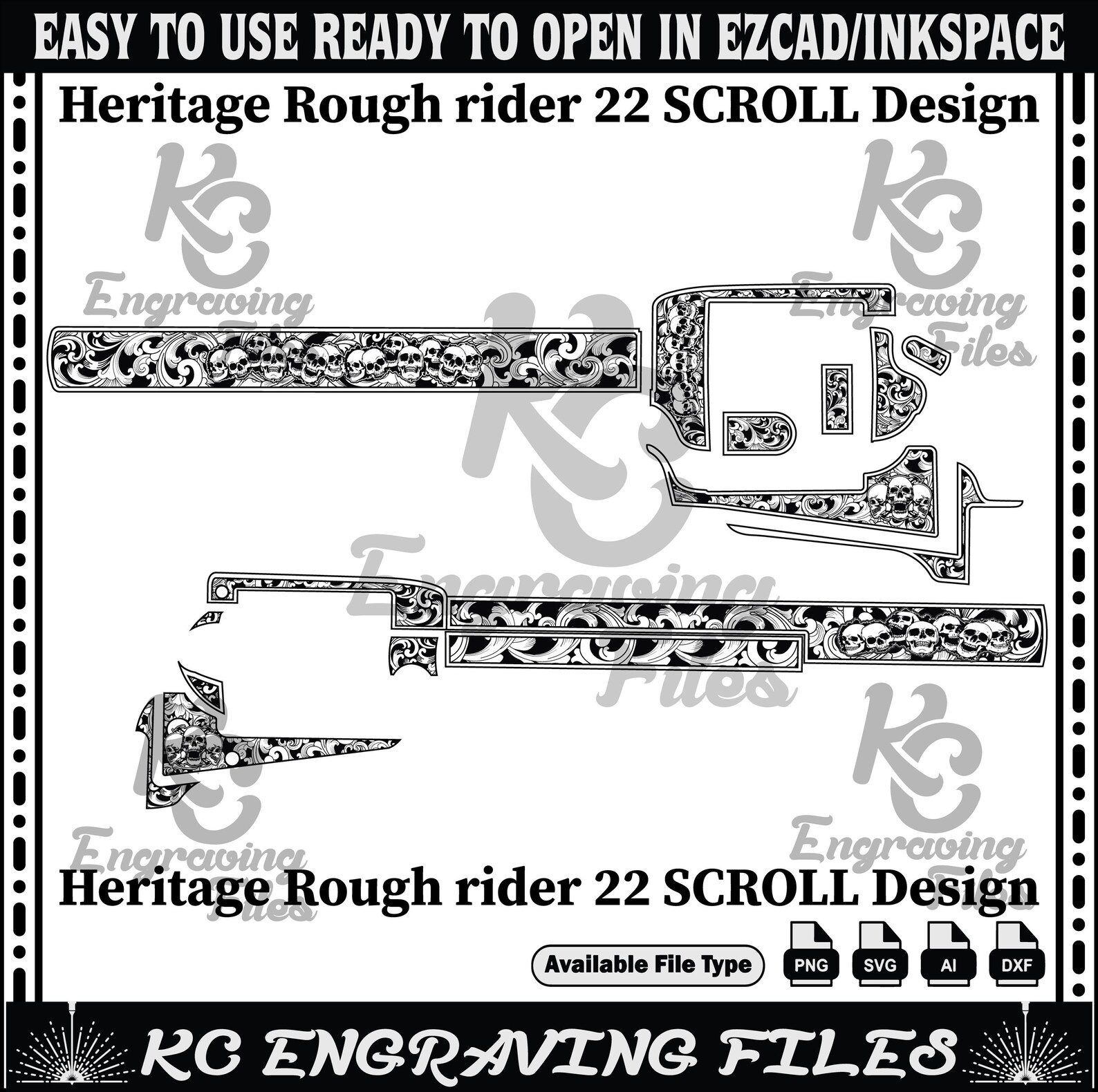 Heritage Rough Rider 22 SCROLL DESIGN Svg - Etsy