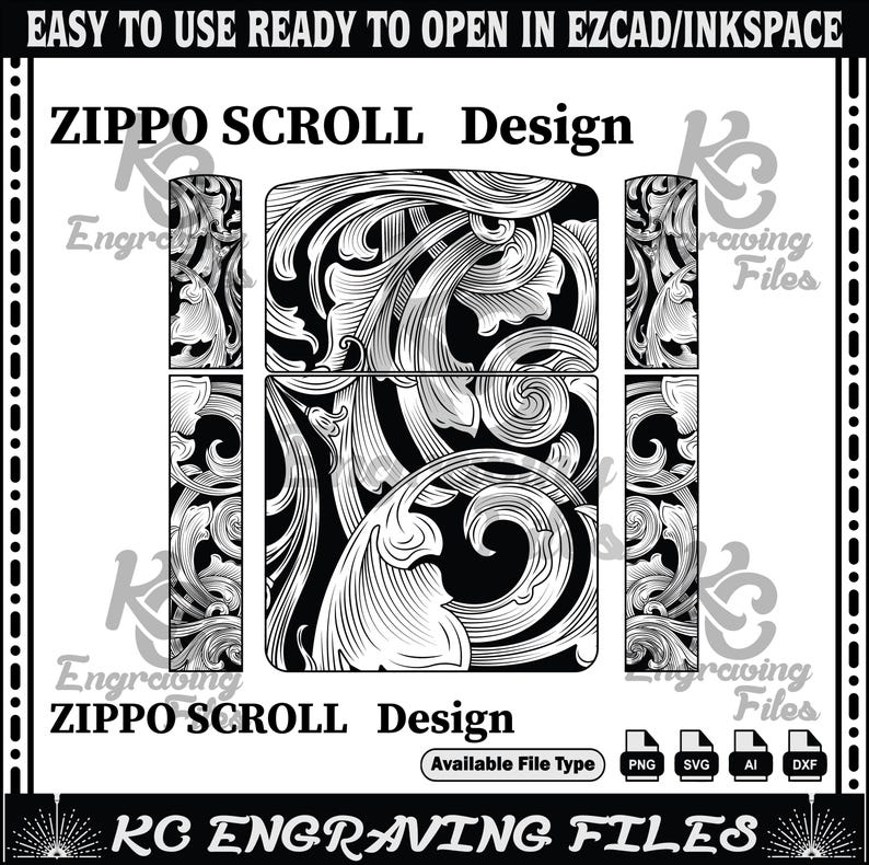 ZIPPO SCROLL DESIGN Svg - Etsy