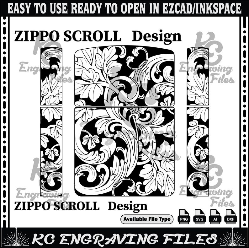 ZIPPO SCROLL DESIGN Svg - Etsy
