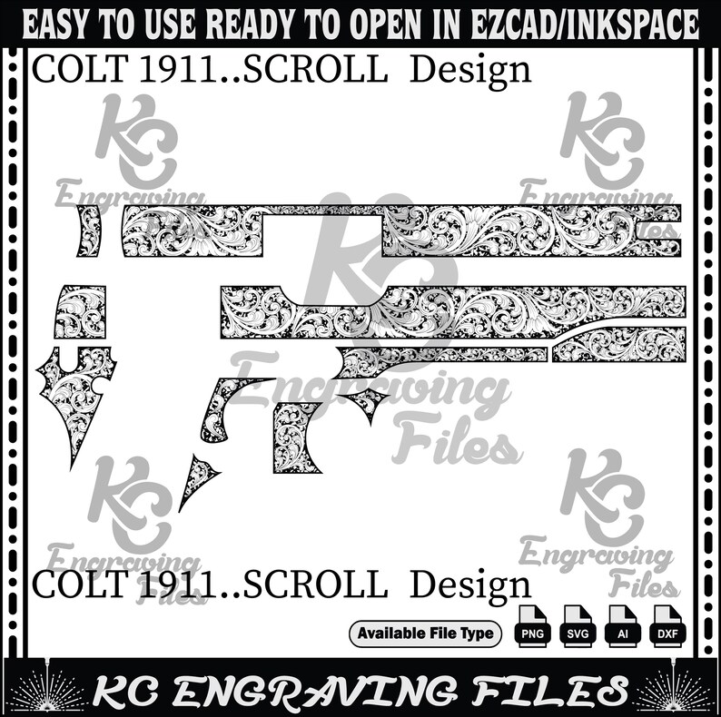 COLT 1911 SCROLL DESIGN Svg - Etsy