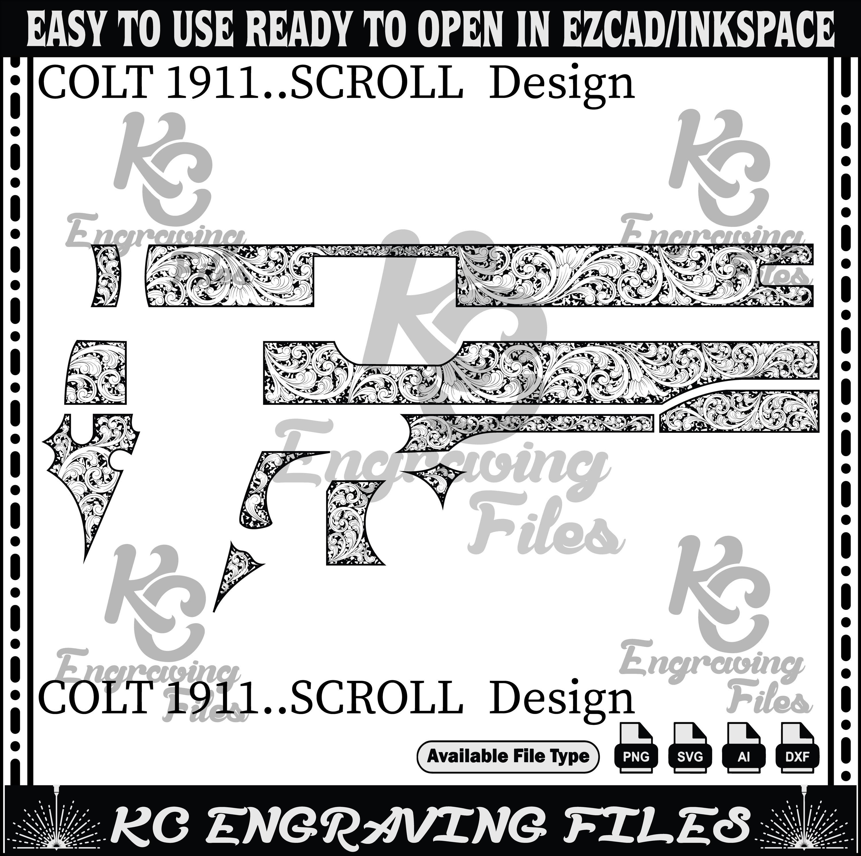 COLT 1911 SCROLL DESIGN Svg - Etsy