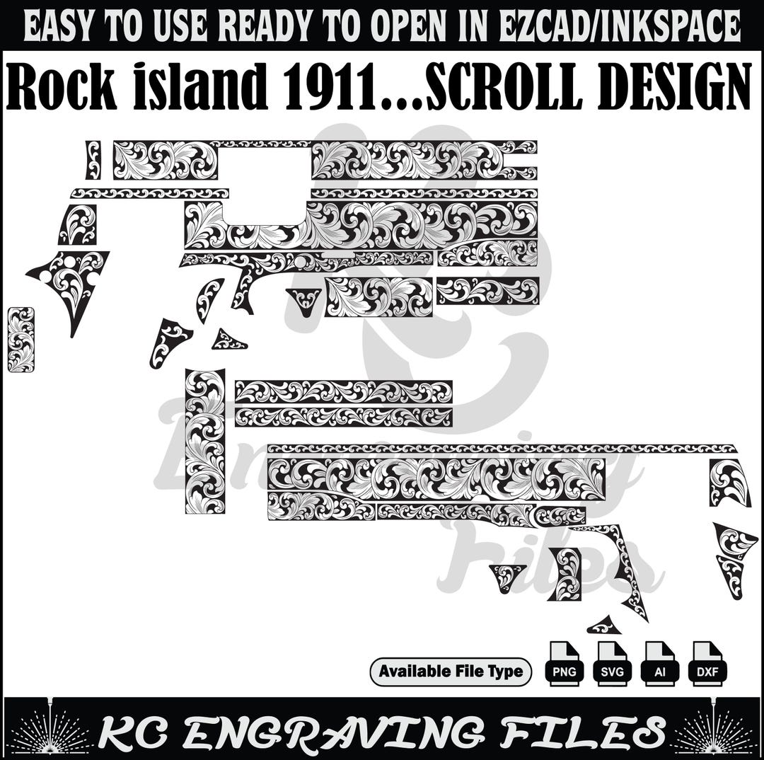 Rock Island 1911 SCROLL DESIGN Svg Lasercut,laserengraving,fiberlaser ...
