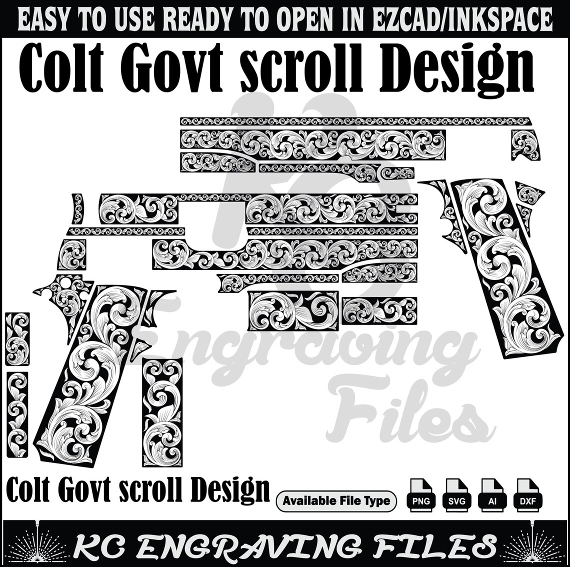 Colt Govt SCROLL DESIGN Svg Lasercut,laserengraving,fiberlaser ...