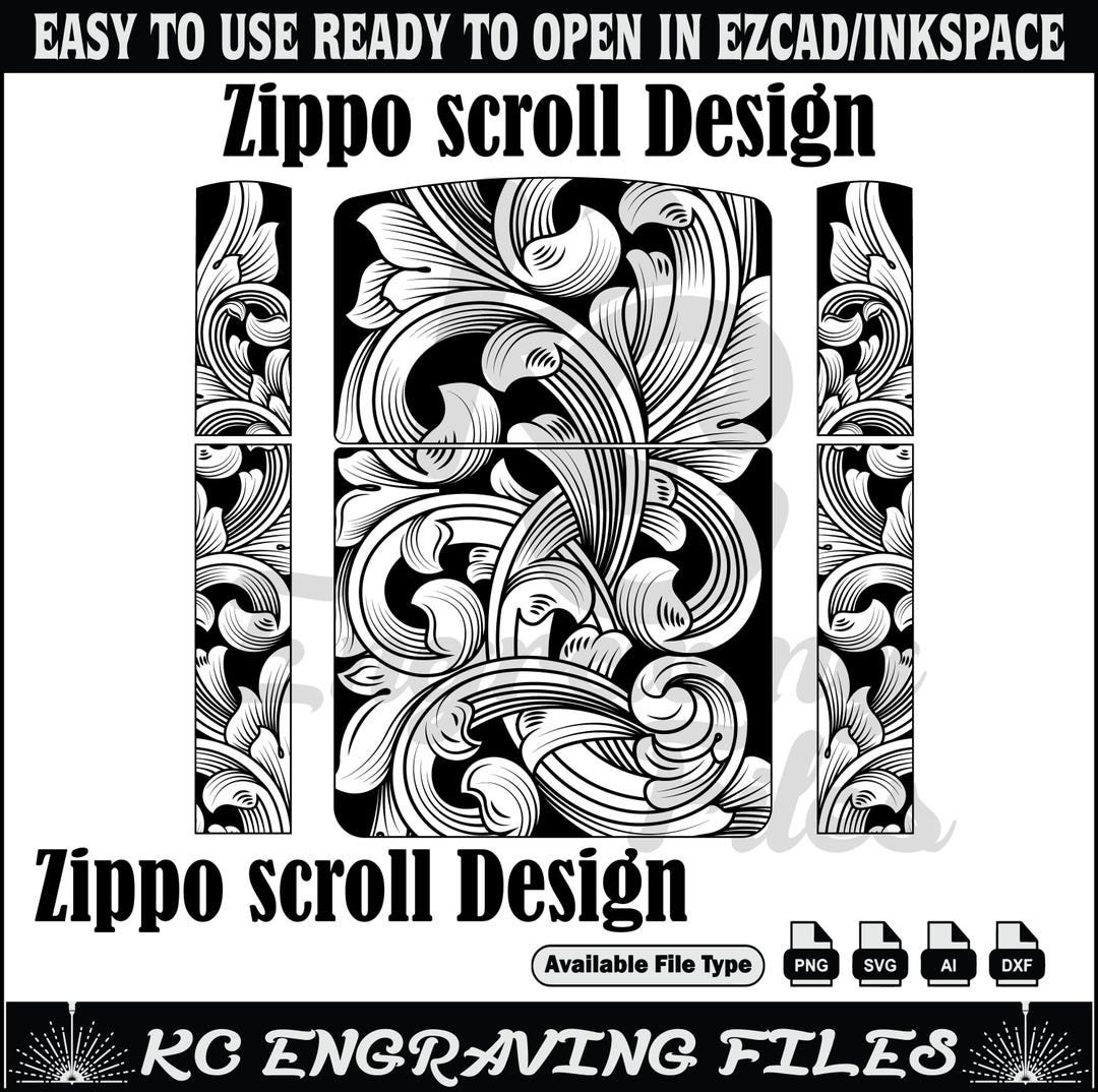ZIPPO SCROLL DESIGN Svg Lasercut,laserengraving,fiberlaser ...