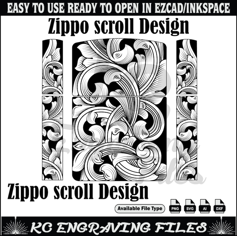 ZIPPO SCROLL DESIGN Svg Lasercut,laserengraving,fiberlaser ...