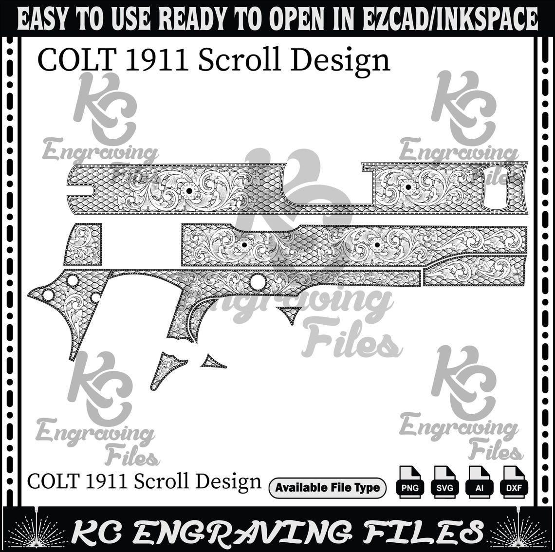COLT 1911 SCROLL DESIGN Svg - Etsy