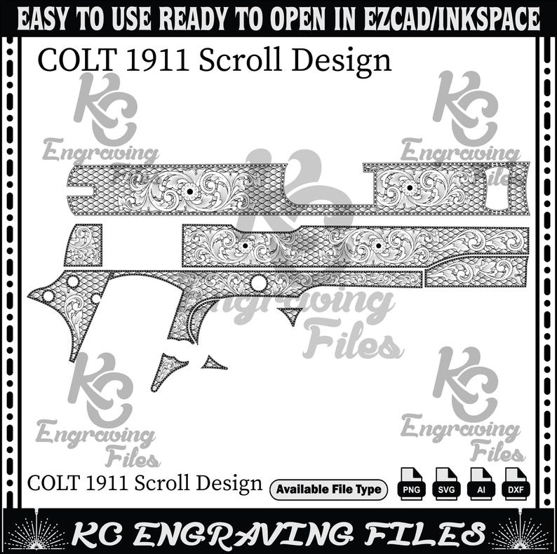 COLT 1911 SCROLL DESIGN Svg - Etsy