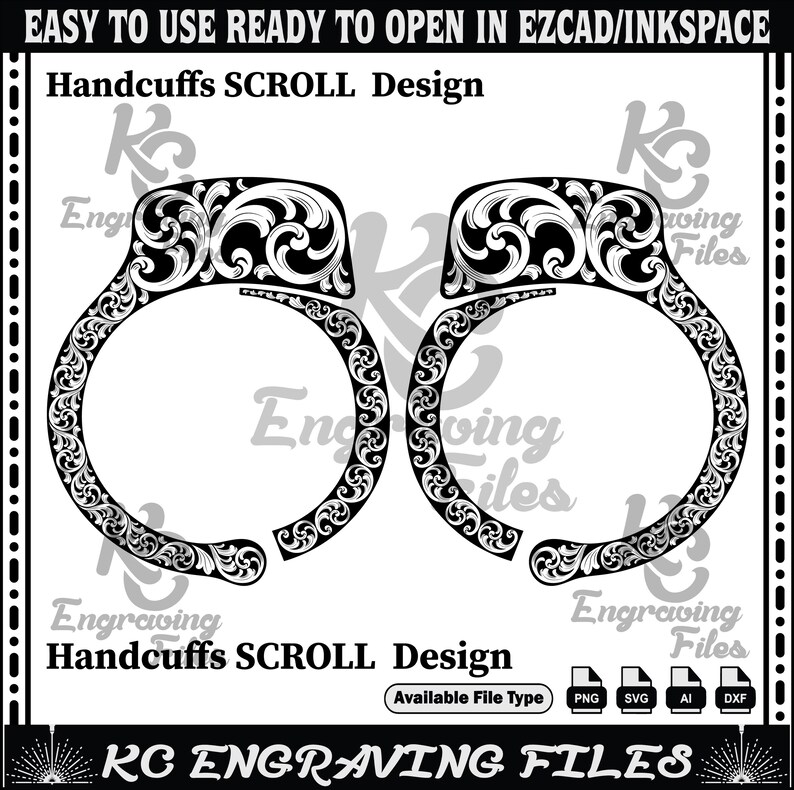 Handcuffs SCROLL DESIGN Svg - Etsy