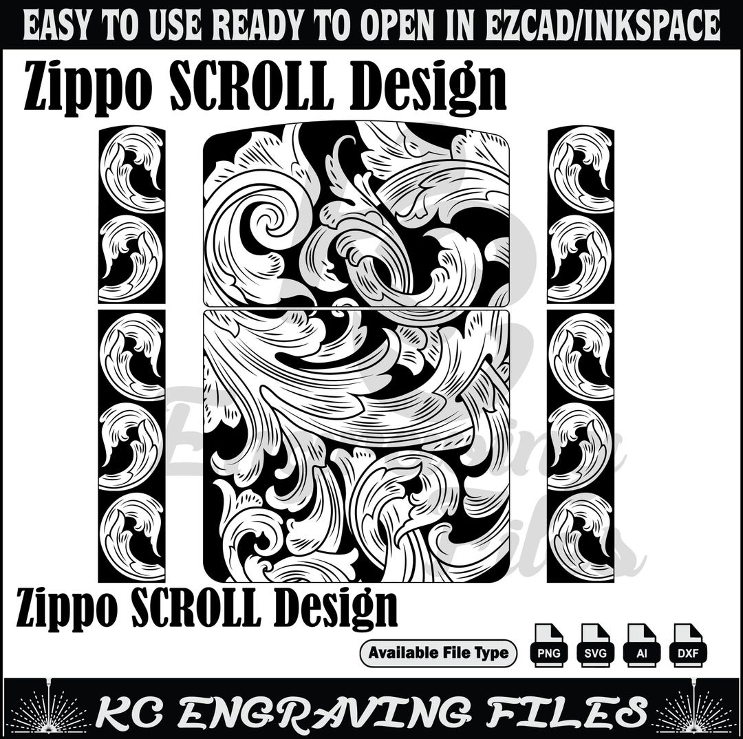 ZIPPO SCROLL DESIGN Svg Lasercut,laserengraving,fiberlaser ...
