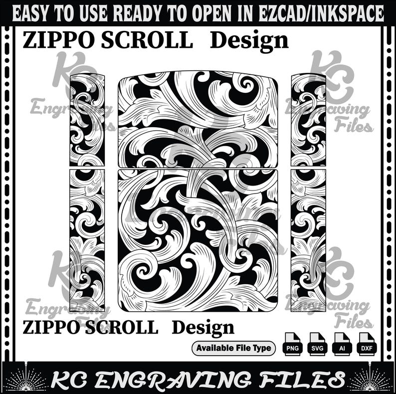 ZIPPO SCROLL DESIGN Svg - Etsy