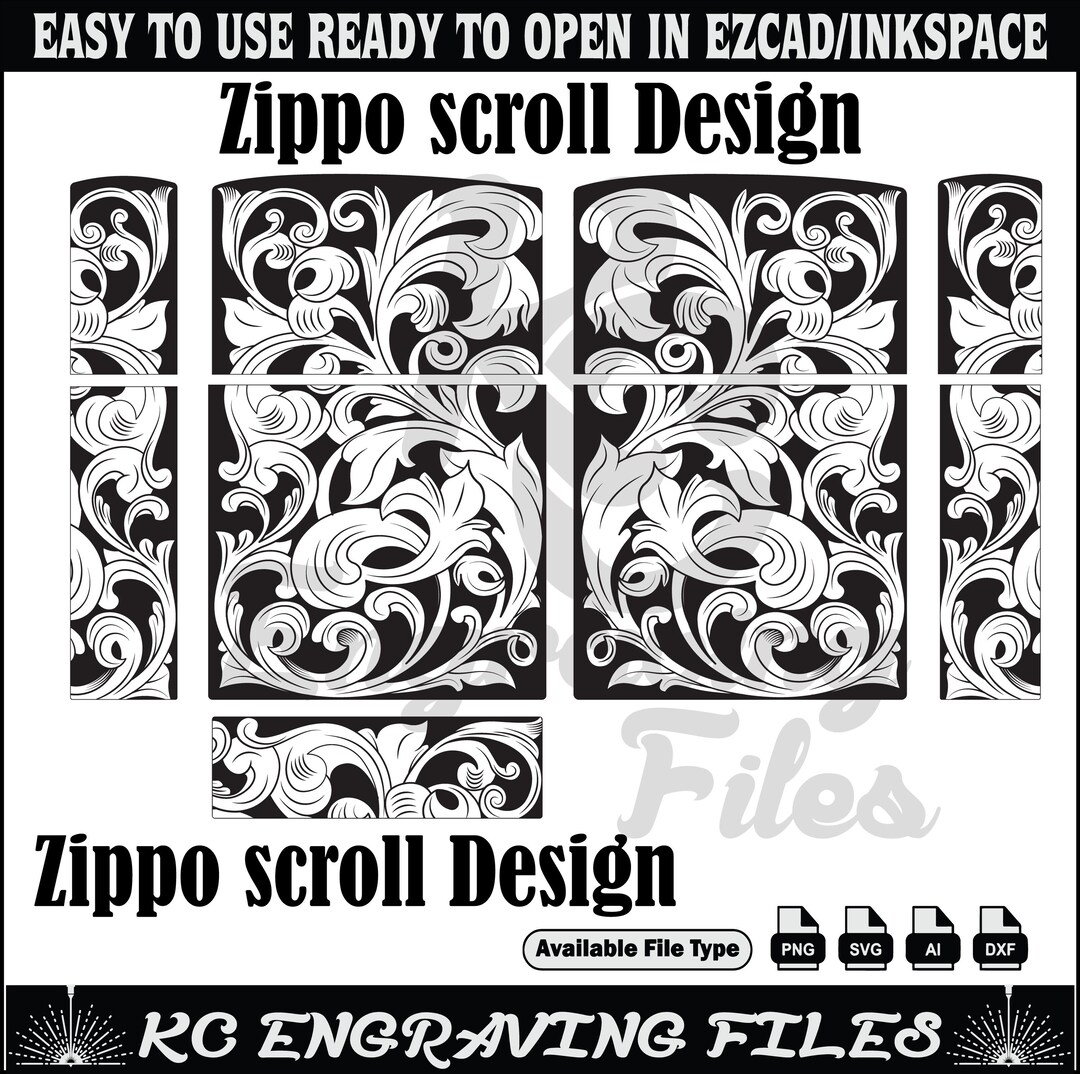 ZIPPO SCROLL DESIGN Svg Lasercut,laserengraving,fiberlaser ...