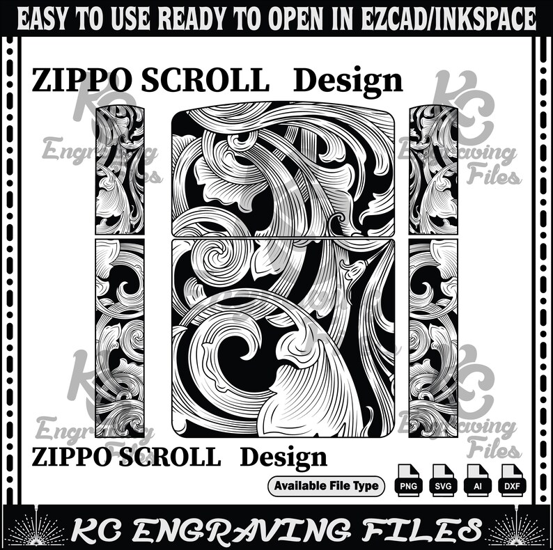 ZIPPO SCROLL DESIGN Svg - Etsy