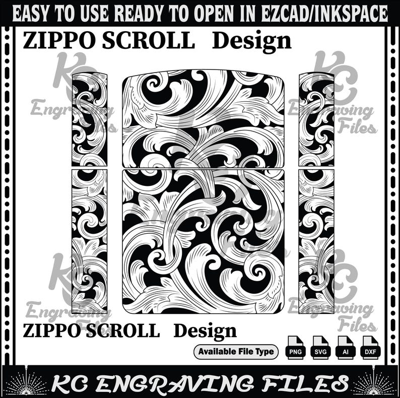 ZIPPO SCROLL DESIGN Svg - Etsy