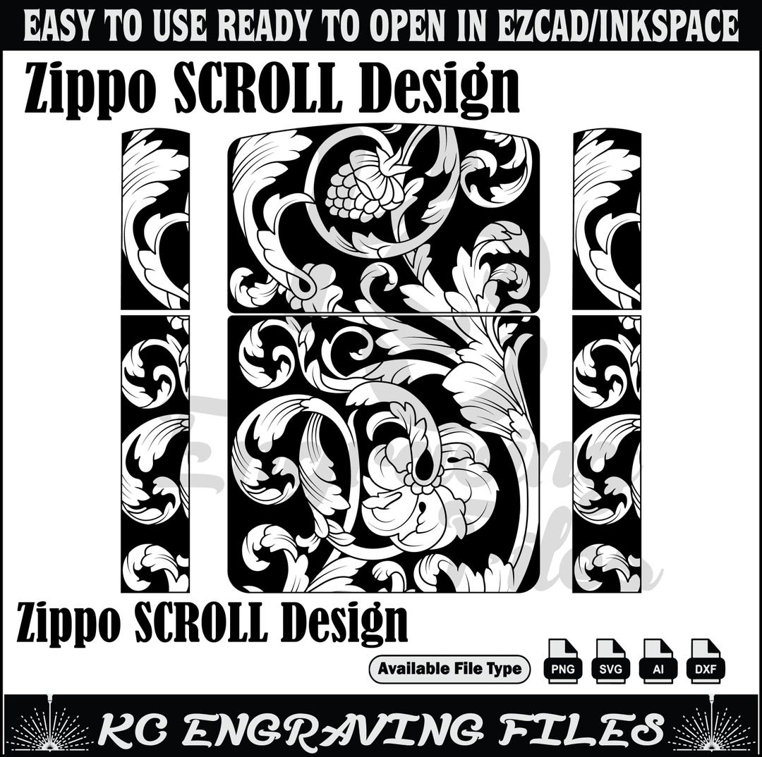 ZIPPO SCROLL DESIGN Svg Lasercut,laserengraving,fiberlaser ...