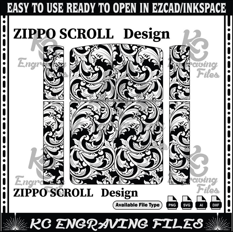 ZIPPO SCROLL DESIGN Svg - Etsy