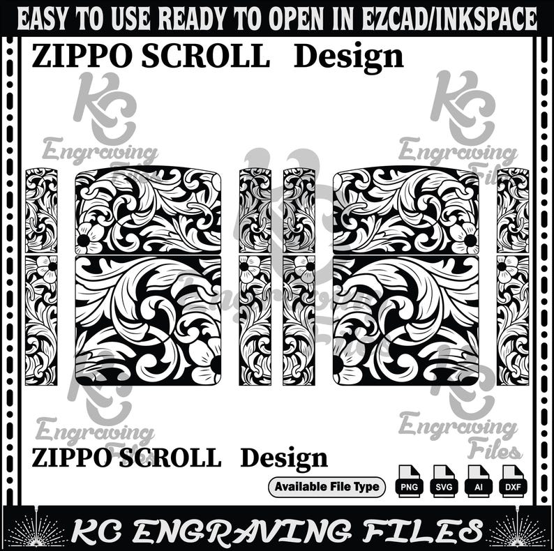 ZIPPO SCROLL DESIGN Svg - Etsy