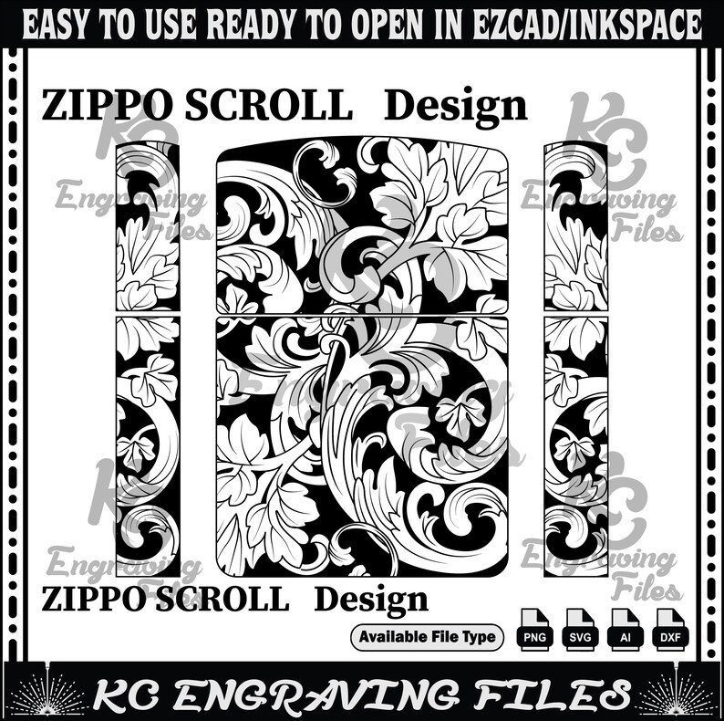 ZIPPO SCROLL DESIGN Svg - Etsy
