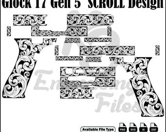 Glock 17 Gen 3 SCROLL DESIGN Finalsvg,lasercut,laserengraving ...