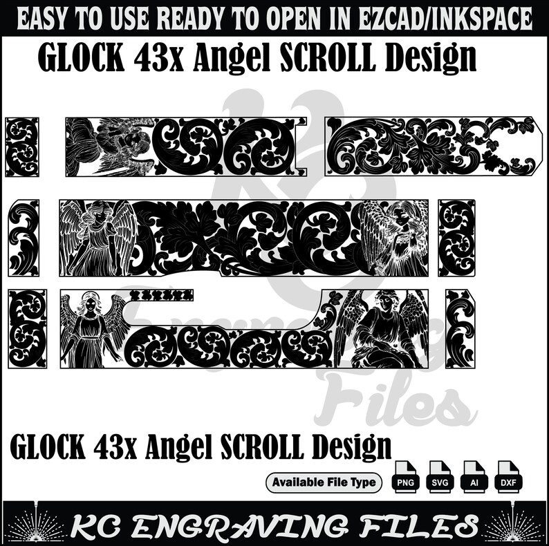 Glock 43X Angels Theme Design Svg Lasercut,laserengraving,fiberlaser ...