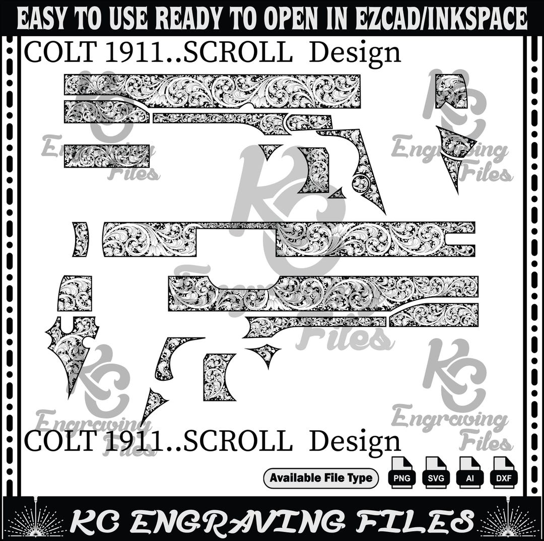 COLT 1911 SCROLL DESIGN Svg - Etsy