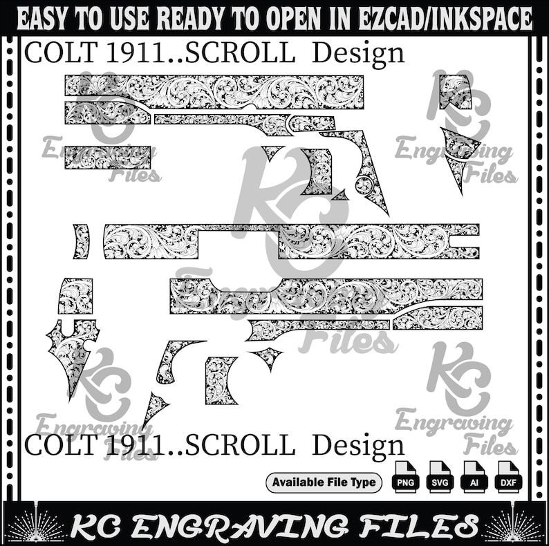 COLT 1911 SCROLL DESIGN Svg - Etsy