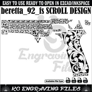 Beretta 92 Fs SCROLL DESIGN Svg Lasercut,laserengraving,fiberlaser ...