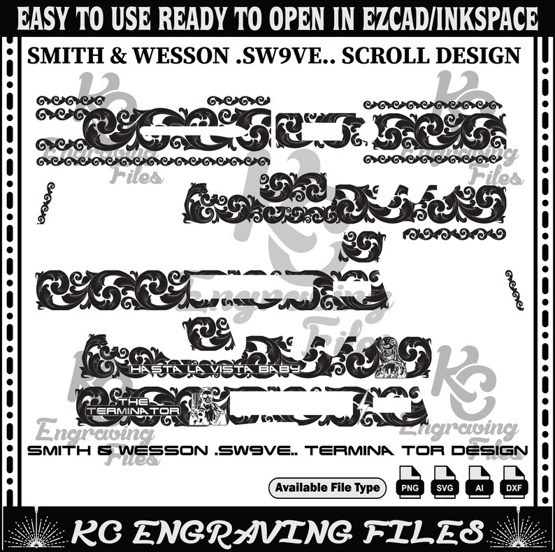 Smith and Wesson SW9VE SCROLL DESIGN Svg - Etsy