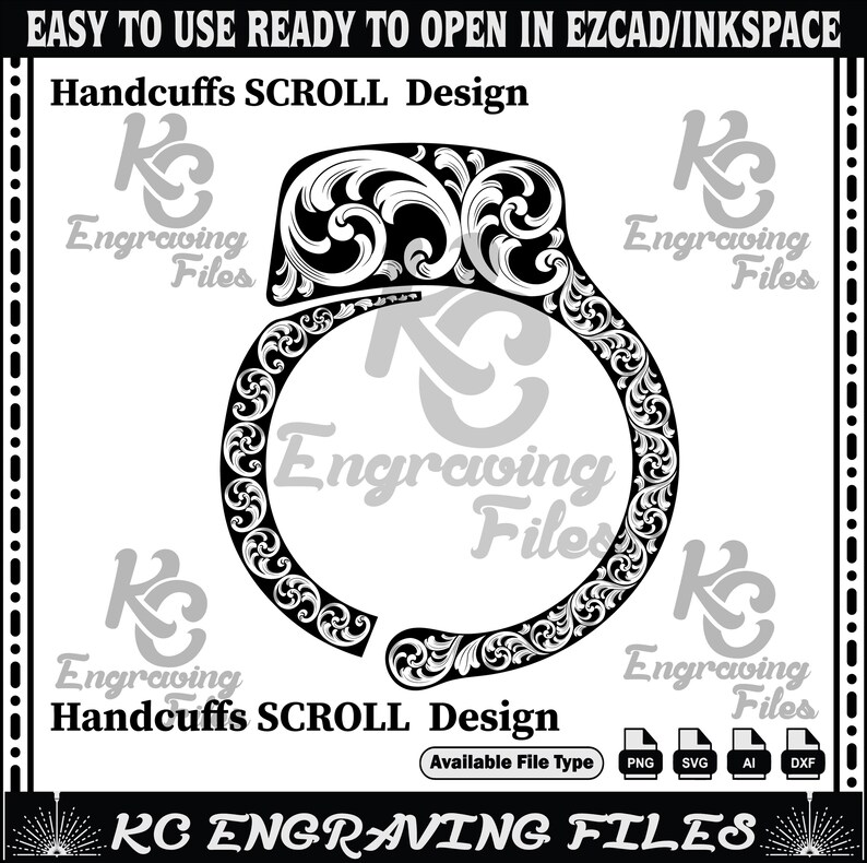 Handcuffs SCROLL DESIGN Svg - Etsy