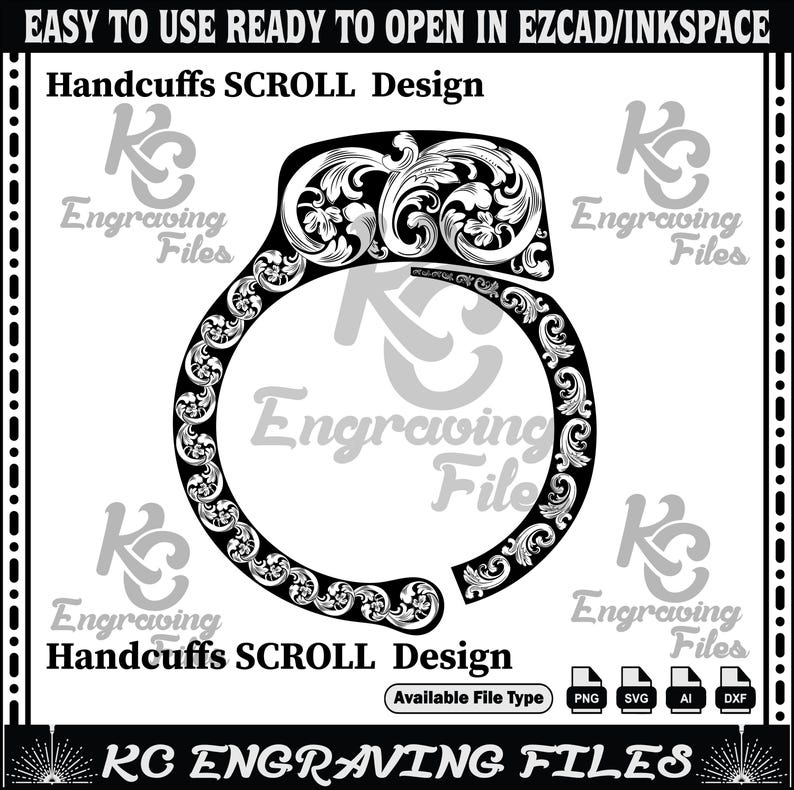 Handcuffs SCROLL DESIGN Svg - Etsy