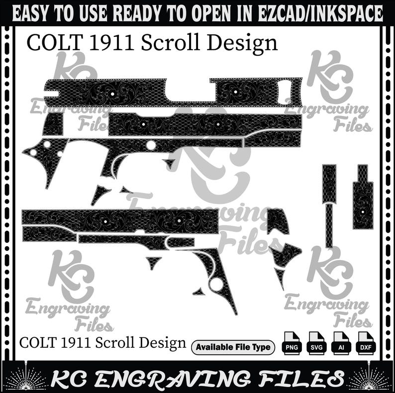 COLT 1911 SCROLL DESIGN Svg - Etsy