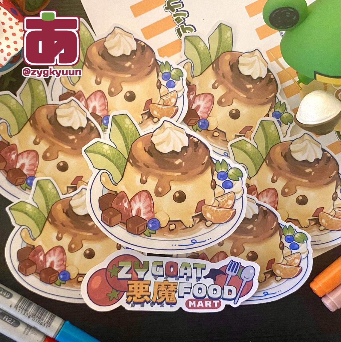 Handmade Die-cut Devil Purin Sticker | Pudding | Japanese Inspired ...