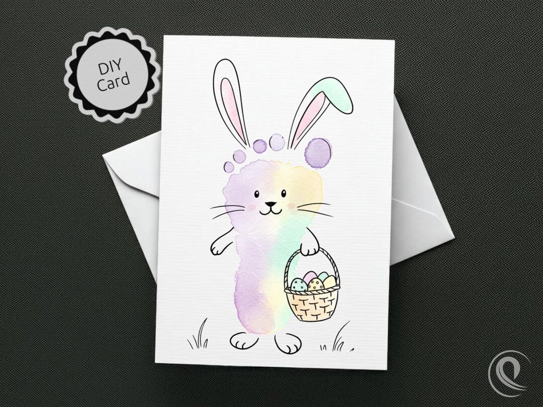 Easter Bunny Footprint Printable Card DIY Art Project Kids Craft ...